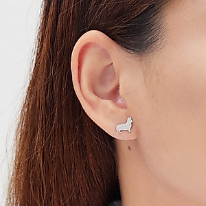 Boma Jewelry Sterling Silver Corgi Dog Stud Earrings