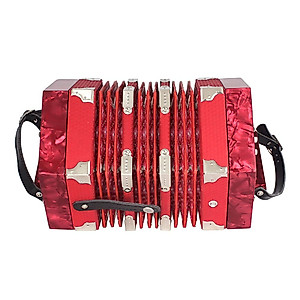 Btuty Accordion Acordeon Concertina Accordion Instrument Acordion 20-Button 40-Reed Anglo Style with Carrying Bag (Red)