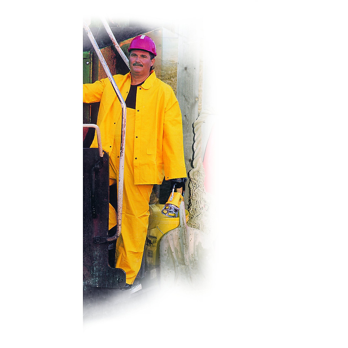 MCR Safety 2003X5 Classic PVC/Polyester 3-Piece Rainsuit with Attached Hood, Yellow, 5X-Large