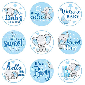 504 Pieces Baby Elephant Stickers Elephant Candy Stickers Labels Elephant Kisses Sticker Chocolate Mini Decorations for Sweet Girl Boy Baby Shower Birthday Party Supplies (Blue)