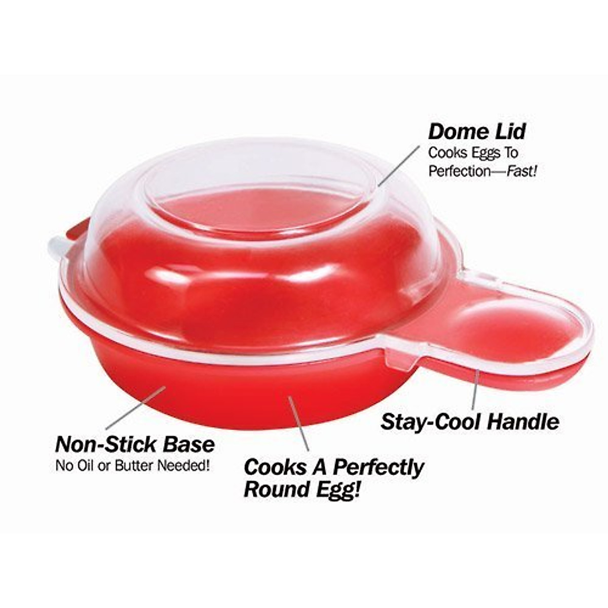 LI&HI Easy Eggwich Microwave Egg Cooker, Red and clear