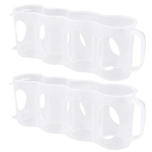 OSALADI 2pcs Refrigerator Organizer Bins 4 Section Pop Soda Can Dispenser Beverage Holder for Kitchen Fridge Freezer Countertops Cabinets
