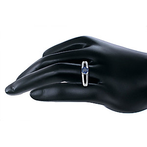 VIR JEWELS 0.60 cttw Created Blue Sapphire Solitaire Ring .925 Sterling Silver Round 6 MM Size 7