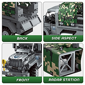 QMAN Military Vehicle Building Blocks Sets, WW2 Army Building Blocks Set WWII Toyswith 4 Soldiers Toys Gift for Boy Ages 6-12 Years(386 Pieces)