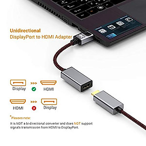 Cubilux Unidirectional DisplayPort to HDMI Converter, Active DP Male(Laptop, Graphics Card) to HDMI Female(Monitor, TV) Adapter Compatible with Dell HP Asus Lenovo Computer, PC, Display, Projector