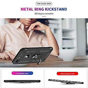 LeYi Compatible for iPhone 8 Plus Case, iPhone 7 Plus Case, iPhone 6 Plus Case with Tempered Glass Screen Protector [2 Pack], Military-Grade Phone Case with Kickstand Ring for iPhone 6s Plus, Black