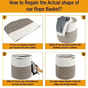 Cotton Rope Storage Baskets Set of 3 – Foldable Toddler Friendly - Holds Laundry Toys & Accessories – Decorative for Room or Shelf - Soft & Durable