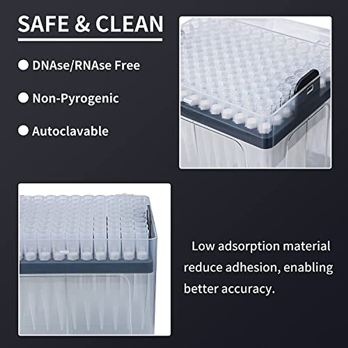 FOUR E'S SCIENTIFIC 960pcs Universal Filter Pipette Tips 1mL 1000uL Filtering Pipettor Tips Racked Non-pyrogenic DNAse/RNAse Free Autoclavable 10 Racks 96 Tips/Rack (960 Tips)
