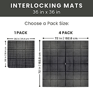 Envelor Interlocking Rubber Floor Mat Restaurant Kitchen Mat Commercial Entrance Door Mat Durable Non-Slip Bar Mat Utility Drainage Mat Indoor Outdoor Wet Areas 3' x 3' - Pack of 4