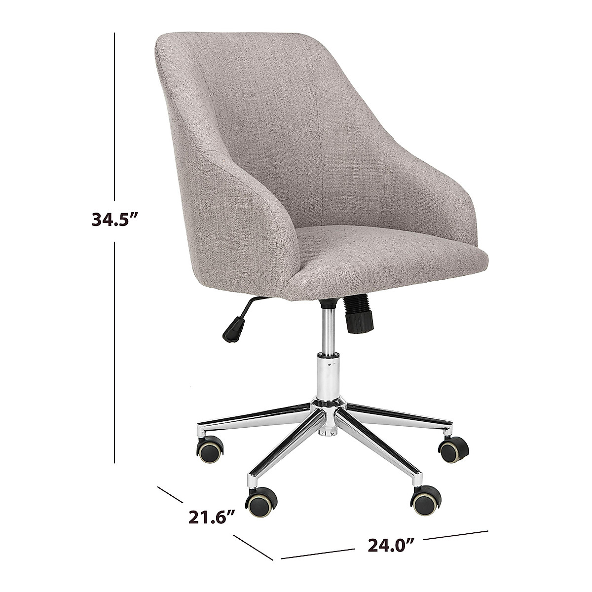 Safavieh Home Adrienne Grey Linen and Chrome Leg Tufted Swivel Office Chair