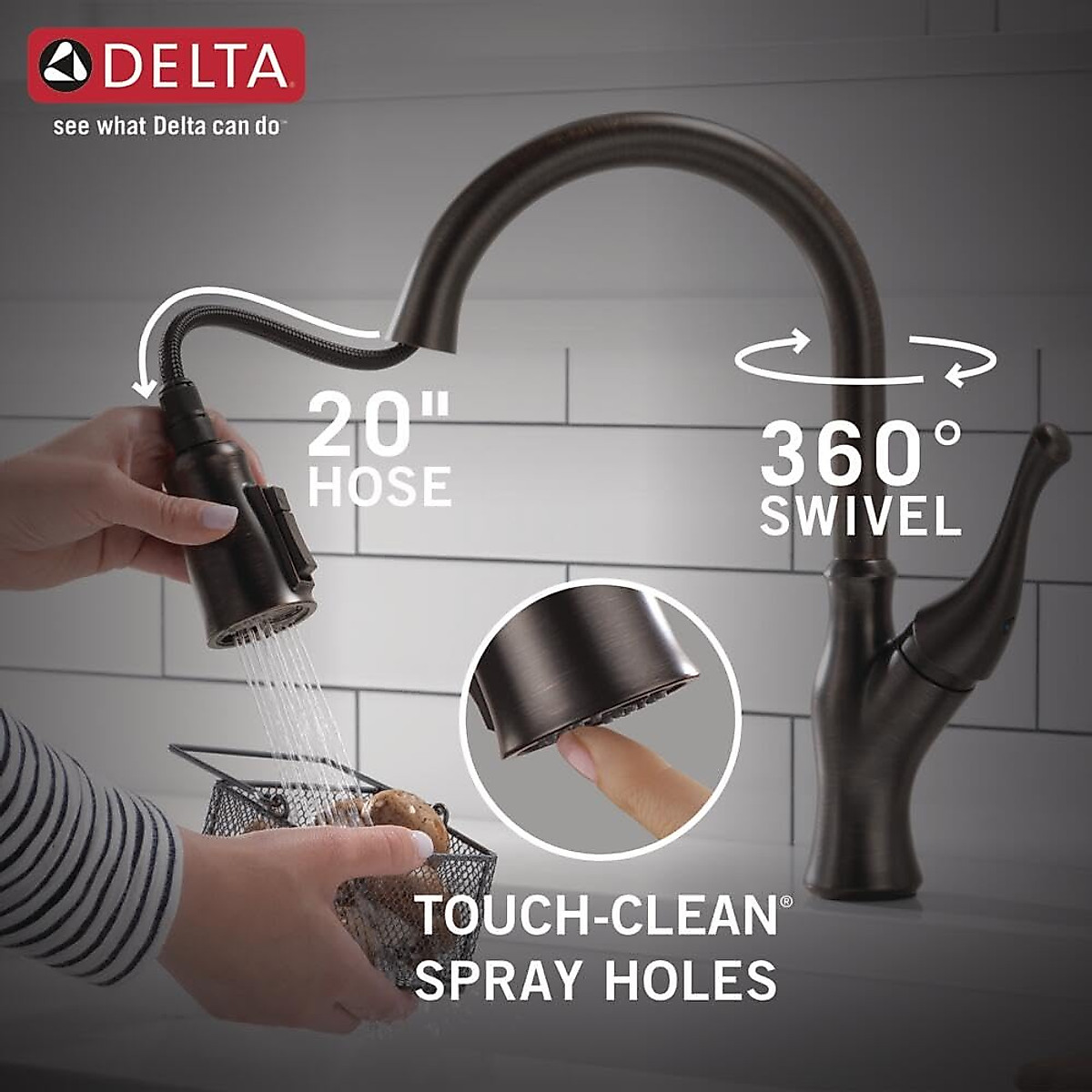 Delta Faucet Ophelia Oil Rubbed Bronze Kitchen Faucet, Kitchen Faucets with Pull Down Sprayer, Kitchen Sink Faucet, Faucet for Kitchen Sink with Magnetic Docking, Venetian Bronze 19888Z-RB-DST