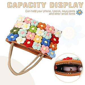 SUKUTU Women Small Flower Handwoven Crossbody Handbag Cute Multicolored Purse Bag Cotton Crochet Shoulder Bag
