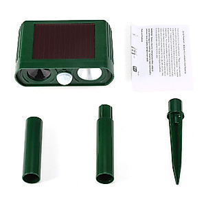 Animal Repellent Solar Powered Ultrasonic Animal Repellent Motion Sensor and Flashing Light Outdoor Weatherproof Farm Garden Lawn for Cat Dog Coyote Bird Skunk Snake Raccoon Rabbit Squirrel (1 Pack)