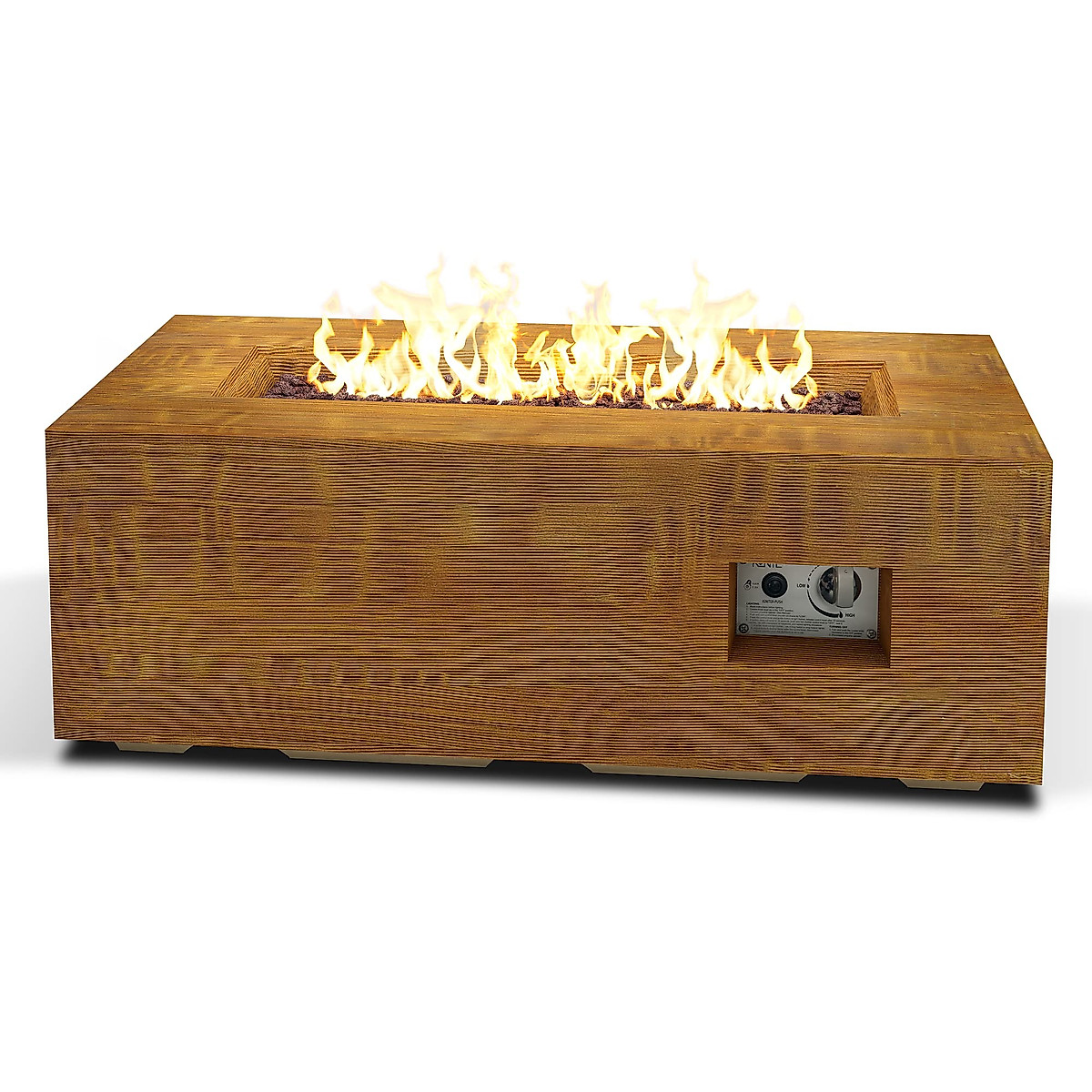 Kante Concrete Rectangle Fire Table 42", 50000 BTU Outdoor Propane Fire Pit Table, Mokeless Fire Pit and Outdoor Fire Pits, Gas Fire Pits for Outside Patio, Wood Finish