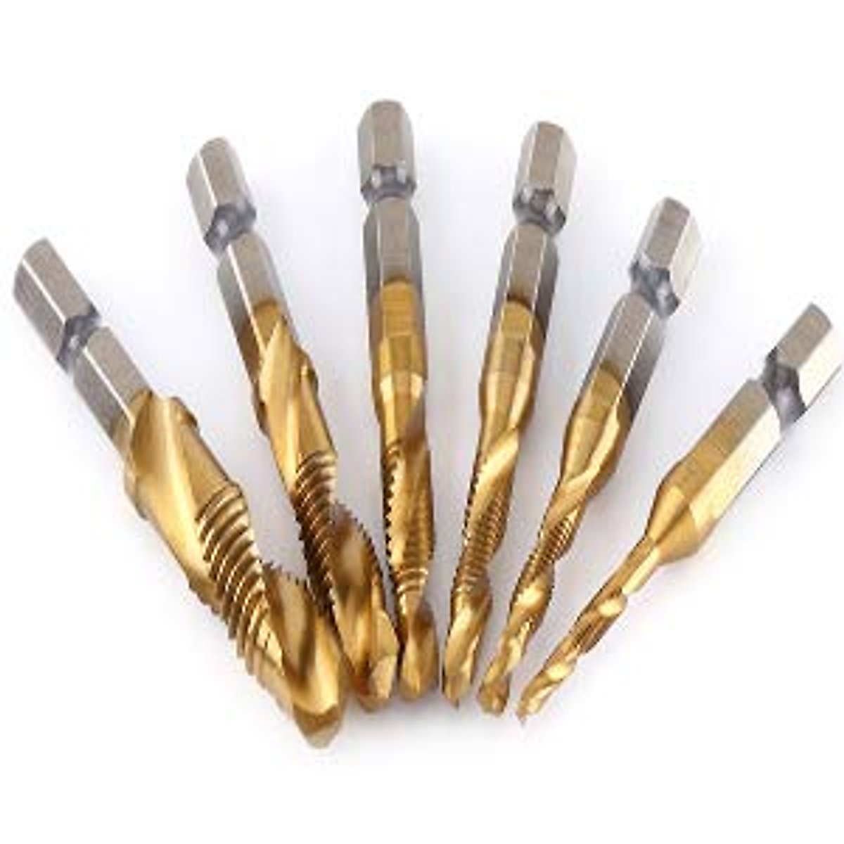 Twist Drill Bit Set, 1/4" M3 M4 M5 M6 M8 M10 Hex Shank High Speed Steel Drill and Tap Bits for Tapping and Lathe, 6pcs Set