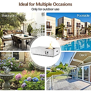 Giantex Outdoor Fire Pits 48-Inch - Rectangle Patio Propane Gas Fire Pit Table W/ Lava Rocks & Protective Cover, 40,000 BTU Heat Output, Deck Firepit for Outside, Backyard, Poolside, Garden, Gray