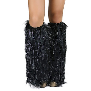 ToBeInStyle Women's Glitter Rave Leg Warmers - Black/Silver - OS