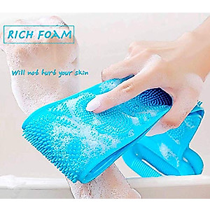YOVECATHOU Silicone Bath Towel Back Brush Scrubber Exfoliating Scrub Body Wash Dual Side Super Soft, Deep Cleaning for Men Women Kids