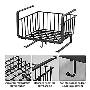 Shelves Organizer Under Sink Organizer Cabinet Hooks Kitchen Shelf Basket Under Cabinet Shelf Storage Basket for Storage Shelves Bathroom Storage Kitchen Organizers(2 Colour 7.3×9.9×10.5in)(black)