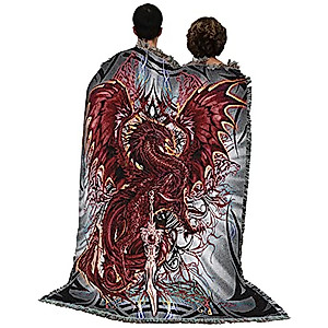 Pure Country Weavers Blood Blade Fantasy Dragon Blanket by Ruth Thompson - Gift Dragon Fantasy Tapestry Throw Woven from Cotton - Made in The USA (72x54)