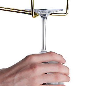 TrueCraftware – 24 -Inch, Wine Glass Rack, Stemware Rack, Wire Hanging Rack, Under Cabinet, Brass Finish, Set of 2