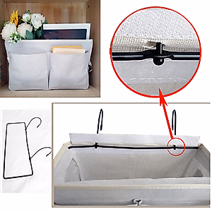 Someteth Bedside Hanging Storage Basket Multi-Function Organizer Caddy for Bunk and Hospital Beds Dorm Rooms Bed Rails, Can be Placed Glasses Books Mobile Phones Keys(White 2pcs)