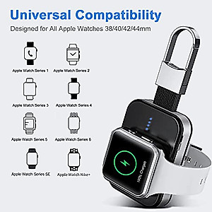 Portable Wireless Charger for Apple Watch 8/7/6/5/4/3/2/1/SE, 1000mAh Magnetic Keychain Power Bank Watch Charger Travel with 4 LED Indicators Compatible for All Apple iWatch Series