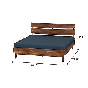 Acacia Aurora Wooden Frame with Headboard, Solid Platform Bed, Easy Assembly, No Box Spring Needed, King (U.S. Standard), Caramel + Wood Support Leg