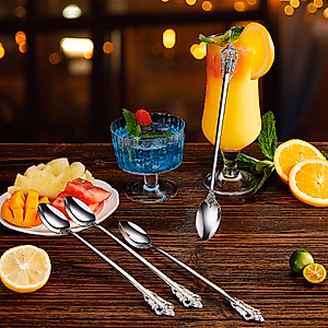 KEAWELL Luxurious 9 Inch Long Iced Tea Spoon Set - 4 Pieces - Gorgeous Design with Exceptional Mirror Polished Finish - 18/10 Stainless Steel- Perfect for Tall Glasses, Cocktails (Silver)