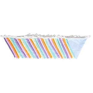 INFEI Multicoloured Pastel Double Layer Cotton Fabric Pennant Flags Bunting Banner Garlands for Wedding, Birthday Party, Outdoor & Home Decoration (10M/32Ft)