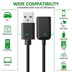 SAISN USB Y Splitter Cable 1 Male to 2 Female USB Hub 2.0 2 Ports Data Cable Power Cord Charging Extension Adapter Wire for Laptop, MacBook, Keyboards, Mice