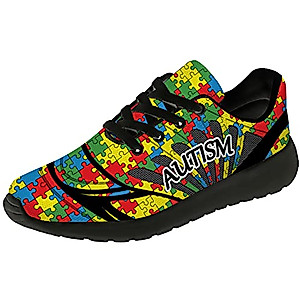 vogiant Autism Puzzle Shoes for Men Women Tennis Shoes Walking Running Sneakers Autism Awareness Shoes Gifts for Teacher,Size 9.5