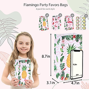 VGOODALL 24PCS Party Favors Bags, Flamingo Gift Bags Hawaii Treat Bags with Stickers Goodie Bags for Birthday Hawaiian Luau Party