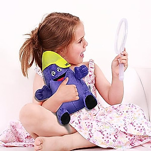8.2 inch Grimace Plush Toy Purple Grimace Shake Stuffed Animal Puppet for Kids and Fans Happy Birthday Gifts (Free Grimace Keychain)