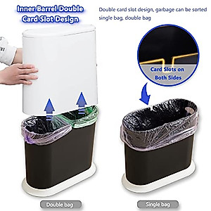 YISTOS 10 Liter Slim Rectangular Waste Bin, Wastebasket with Press Type Lid, 2.4 Gallon Garbage Baskets for Bathroom, Powder Room,Bedroom,Kitchen,Craft Room, Office-Grey Lid