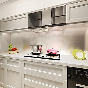 VEELIKE 15.7''x236'' Stainless Steel Contact Paper for Appliances Heat Resistant Self Adhesive Wallpaper Peel and Stick for Dishwasher Refrigerator Washing Machine Oven door Countertop Metal Furniture