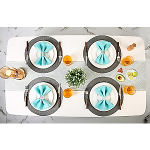 BAOFIN Round Braided Placemats Set of 6, Table Mats for Indoor and Outdoor Dining Table, Washable Woven Non-Slip Placemats, 15 inches (Gray)