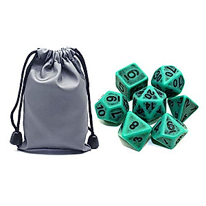 DND Dice Set Ancient RPG Dice for Dungeons and Dragons(D&D) Pathfinder MTG Tabletop Role Playing Game Polyhedral 7-Die Dice Group (Green)