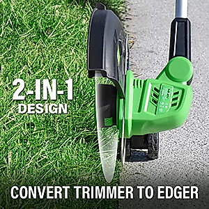 SOYUS Weed Wacker Cordless, 12 Inch String Trimmer Battery Powered with Battery and Charger, Lightweight Edger Trimmer with 8 Pcs Replace Spool Trimmer Lines