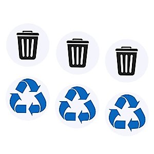 M METERXITY 6 Pack Recycle and Trash Can Sign Sticker - Classification Decal Labels Sort the Trash, Apply to Home Kitchen Garbage Use (5 Inch, Blue & Black)