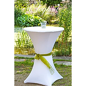 5 Pack Cocktail Spandex Stretch Square Corners Tablecloth 32 x 43 Inch, White Stretch Cocktail Table Cover Fitted High Top Tables, Cocktail Table Covers for Bar Wedding Birthday Banquet Party