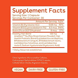 Love Wellness Healthy Hair Probiotics, 30 Capsules - Probiotic Blend Support Hair Growth and Healthy Scalp for Thicker, Fuller Looking Hair - AnaGain Nu, Biotin, Vitamin B12 & B6 - Safe & Effective