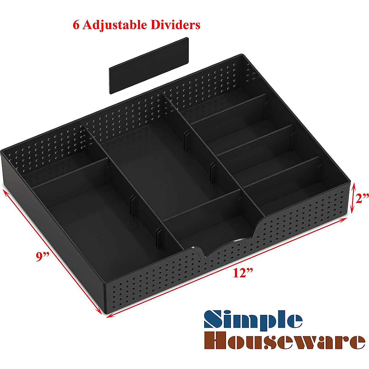 Simple Houseware Desk Monitor Stand Riser with Adjustable Organizer Tray, Black