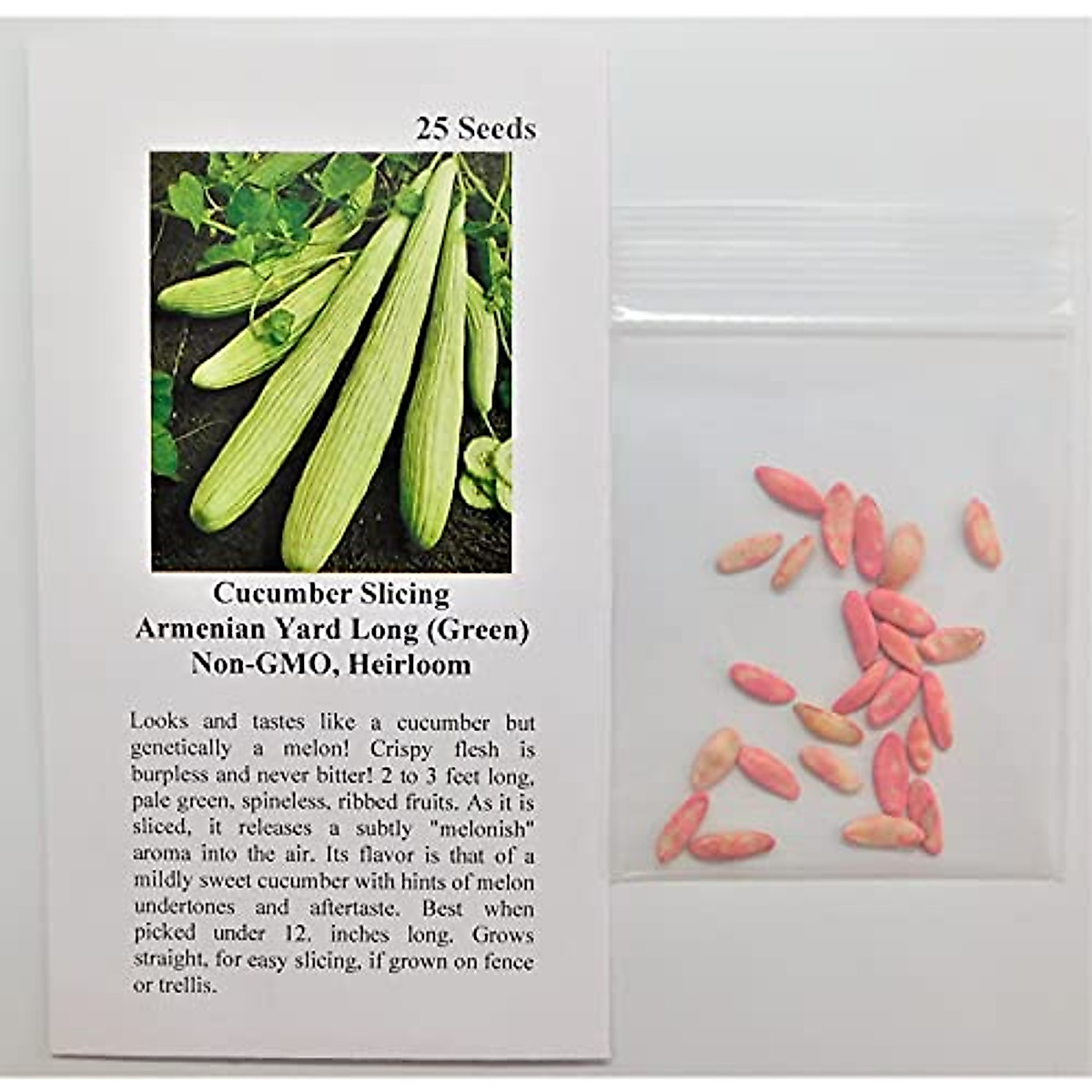 David's Garden Seeds Cucumber Slicing Armenian Yard Long FBA-9184 (Green) 25 Non-GMO, Heirloom Seeds
