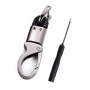 WFMJ Leather for GMC Sierra Yukon Chevrolet Silverado Colorado Cadillac Remote Smart 4 Buttons Key Case Cover Fob Chain (Black)