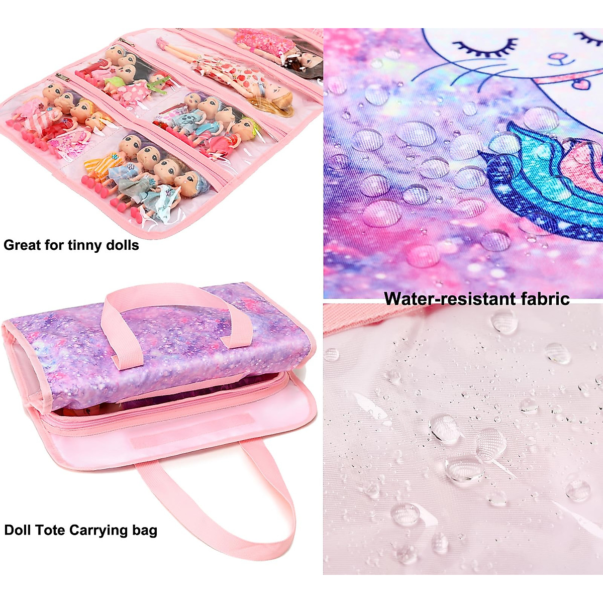 JIANYA Dolls Storage Bag Toys Display Carrying Storage Organizer Clear View Compatible with All Surprise Dolls Small Toy, Mermaid Scales