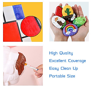 Washable Paint Set for Kids Arts and Crafts, Classroom Painting Supplies, 12 Acrylic Paint Sets of 12 Colors, Mixing Palette, Brushes