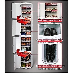GUAAJA Zapatero Creative Round Shoe Rack 360° Rotating Shoe Cabinet Narrow Shoes Shelf Organizer Metal Shoe Storage for Entryway Hallway Shoe Organizer