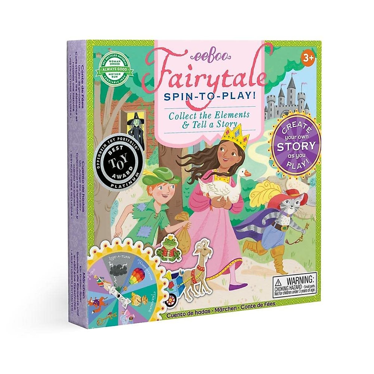 eeBoo: Fairytale Spinner, Collect The Elements & Tell a Story, Create Your Own Story as You Play, for 2 to 4 Players, for Ages 5 and up