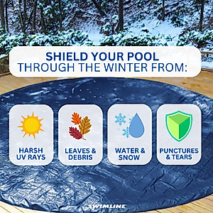 SWIMLINE HYDROTOOLS Super Guard Heavy Duty Pool Cover For Above Ground Swimming Pools |31 FT Cover | Blue / Black | Winch & Cable Included | UV Protected For 28 FT Round Pools | PCO831